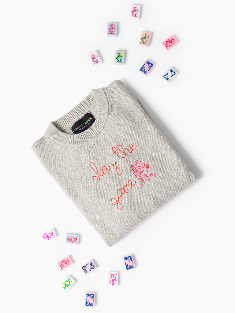 Machine Embroidered "slay the game" Maxine Sweater, 100% Organic Cotton ...