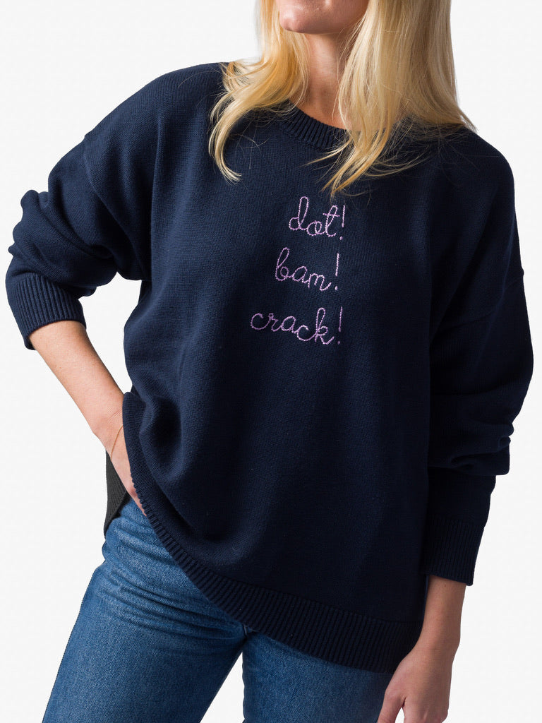 Machine Embroidered "dot! bam! crack!" Maxine Sweater, 100% Organic ...