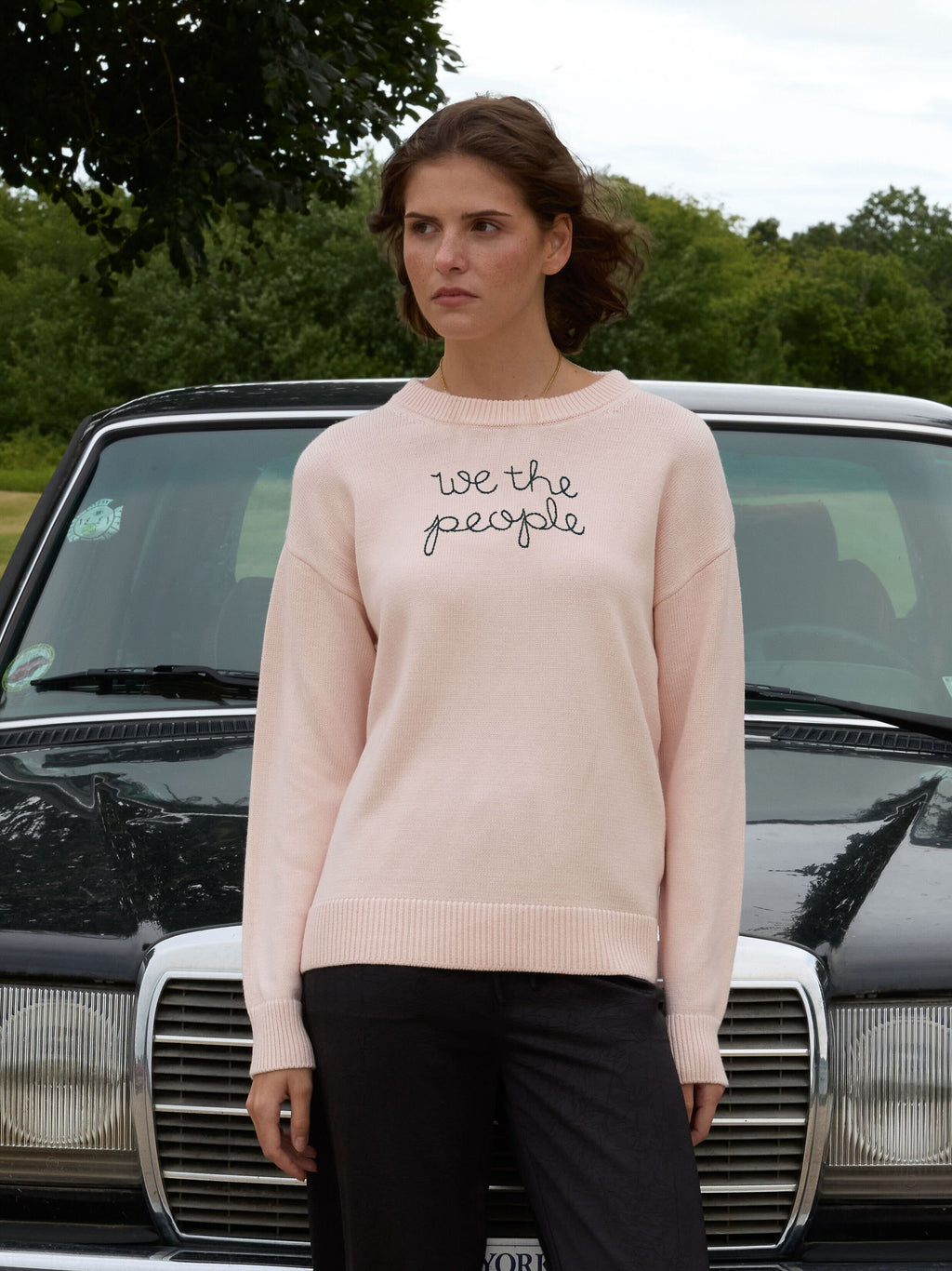 Machine Embroidered "we the people" Maxine Sweater, 100% Organic Cotton ...